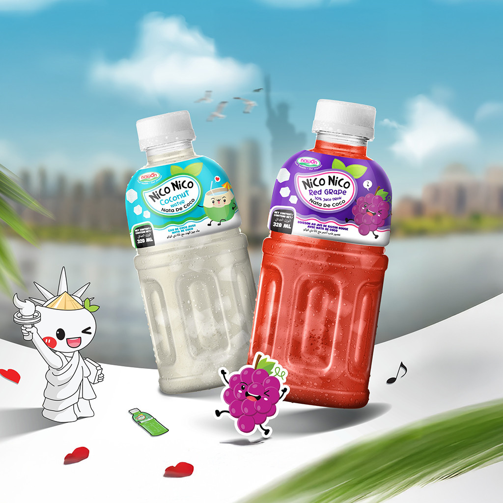 Nata de coco with grape juice