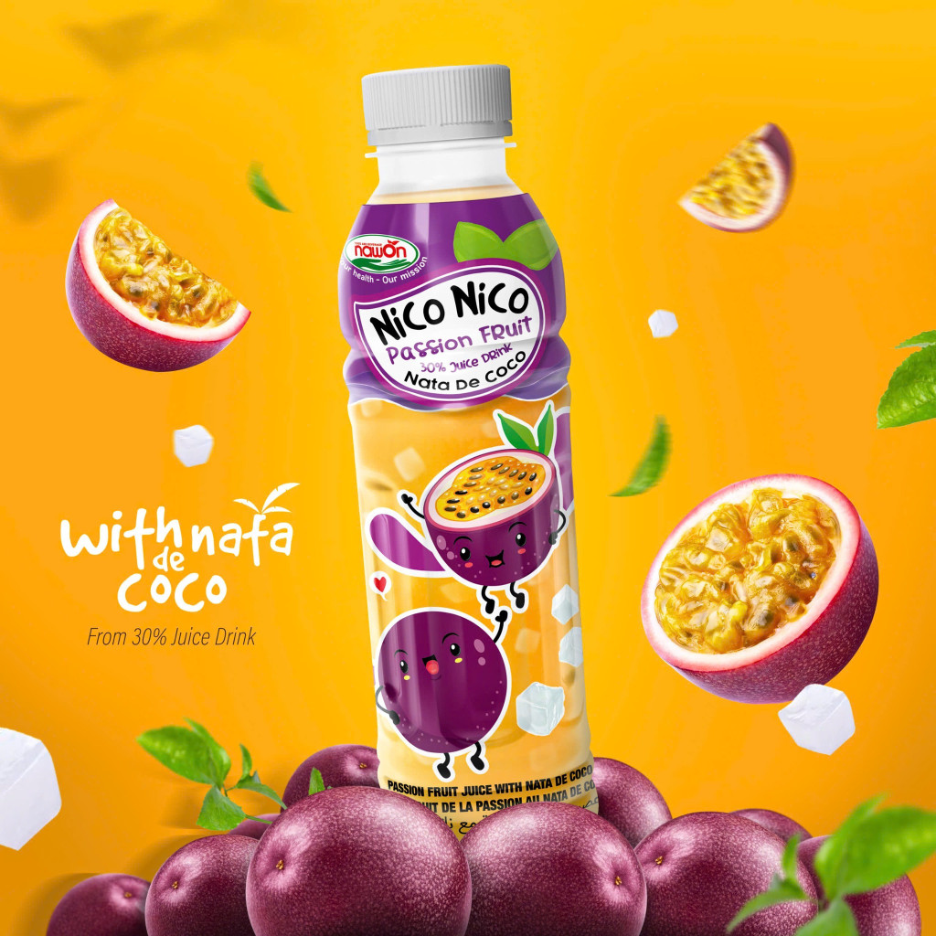 Nata de coco with passion fruit juice
